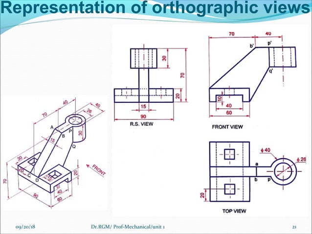 Unit 1 orthographic projection engineering graphics | PPT