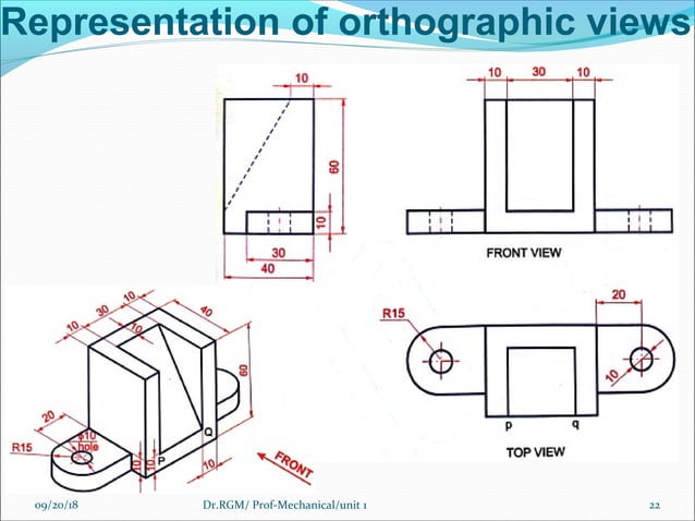 Unit 1 orthographic projection engineering graphics | PPT