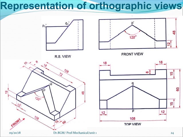 Unit 1 orthographic projection engineering graphics | PPT