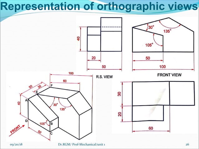Unit 1 orthographic projection engineering graphics | PPT