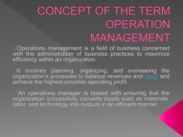 Unit 1 Overview of operation management | PPTX