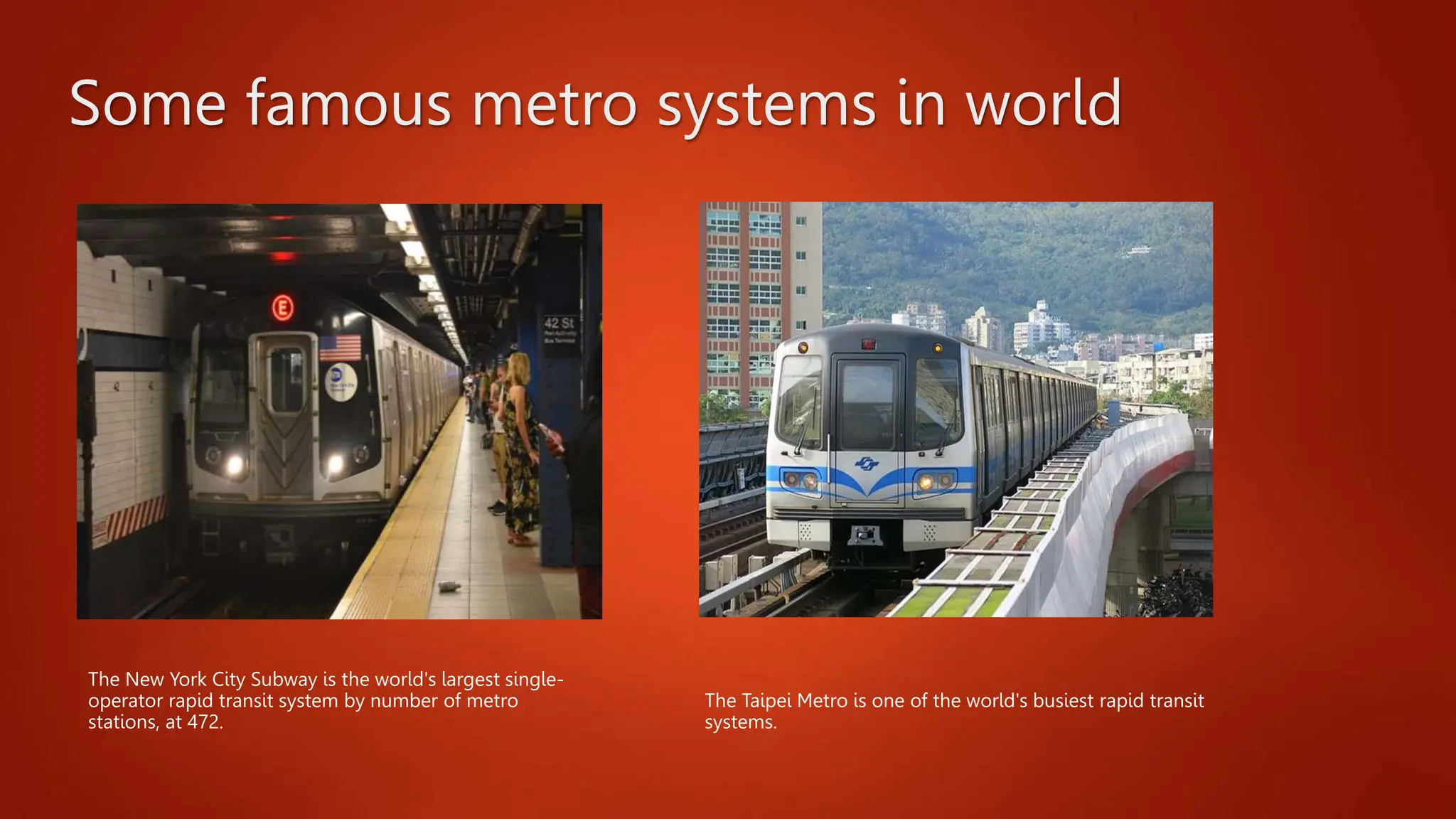 Brief introduction to metro systems and its need, type,routing studies ...