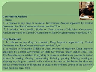 drugs and cosmetics act Unit 1 part 1 | PPTX