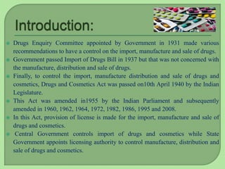 drugs and cosmetics act Unit 1 part 1 | PPTX