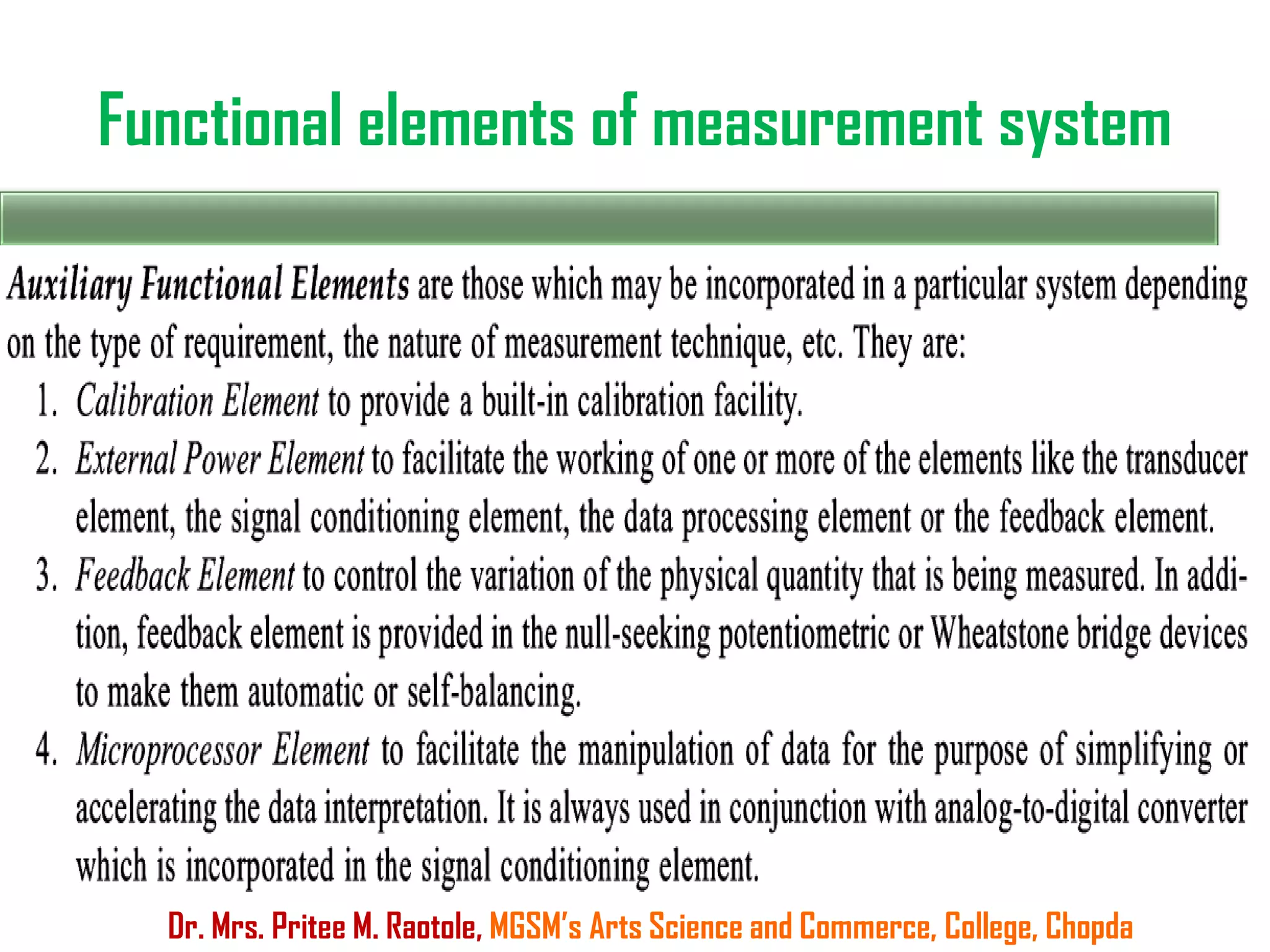 Functional elements of measurement system | PDF