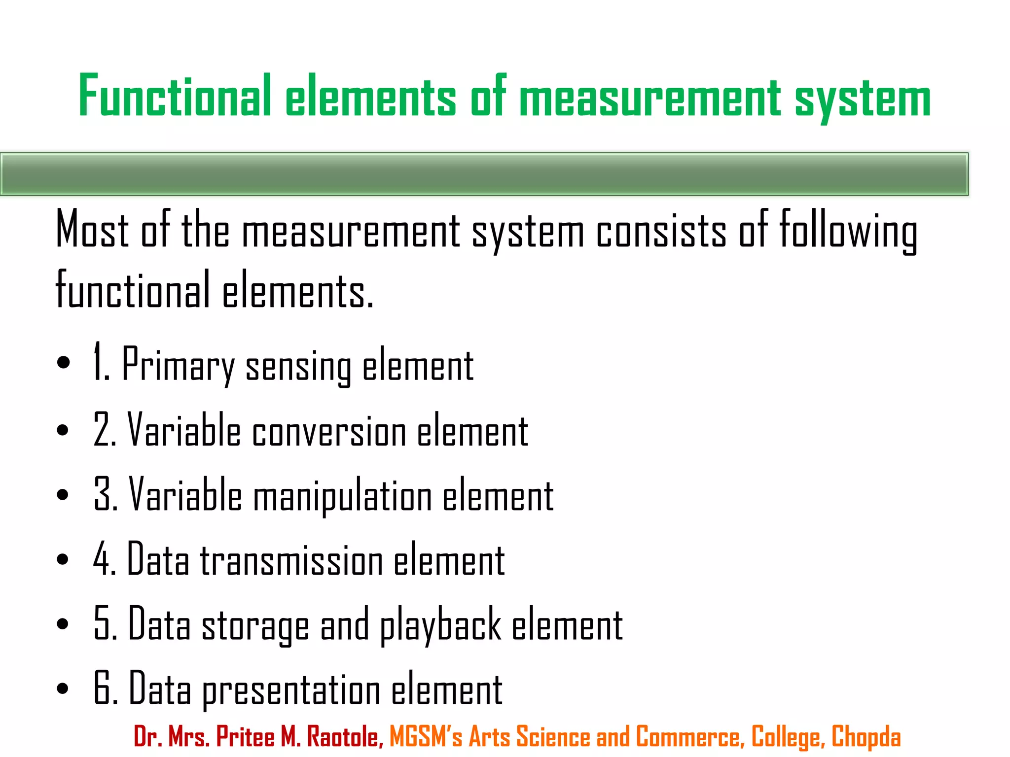 Functional elements of measurement system | PDF