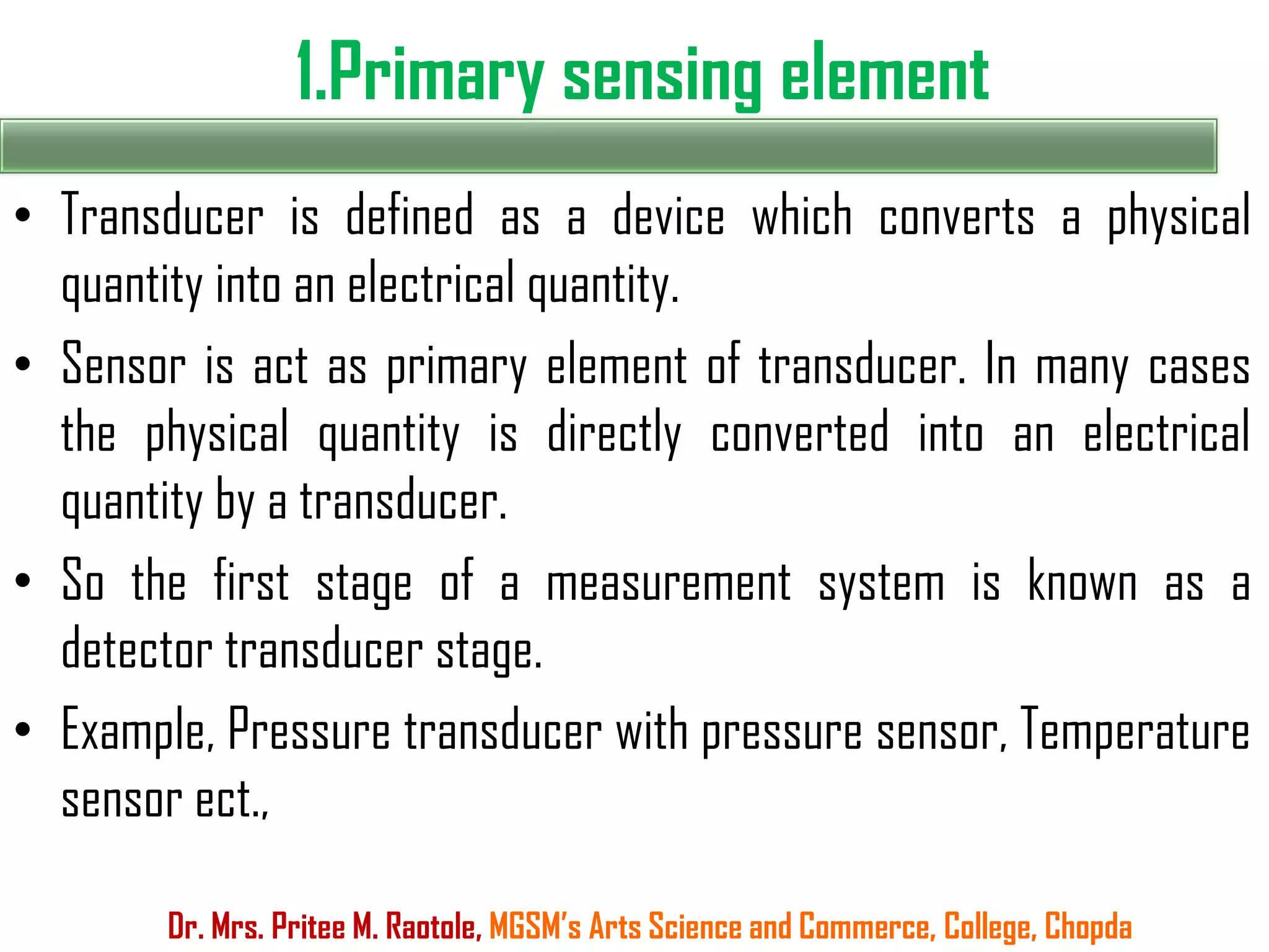 Functional elements of measurement system | PDF