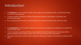 planning and development of metro systems | PPTX