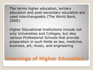 INTRODUCTION TO HIGHER EDUCATION unit 1 Part 2 | PDF