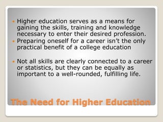 INTRODUCTION TO HIGHER EDUCATION unit 1 Part 2 | PDF