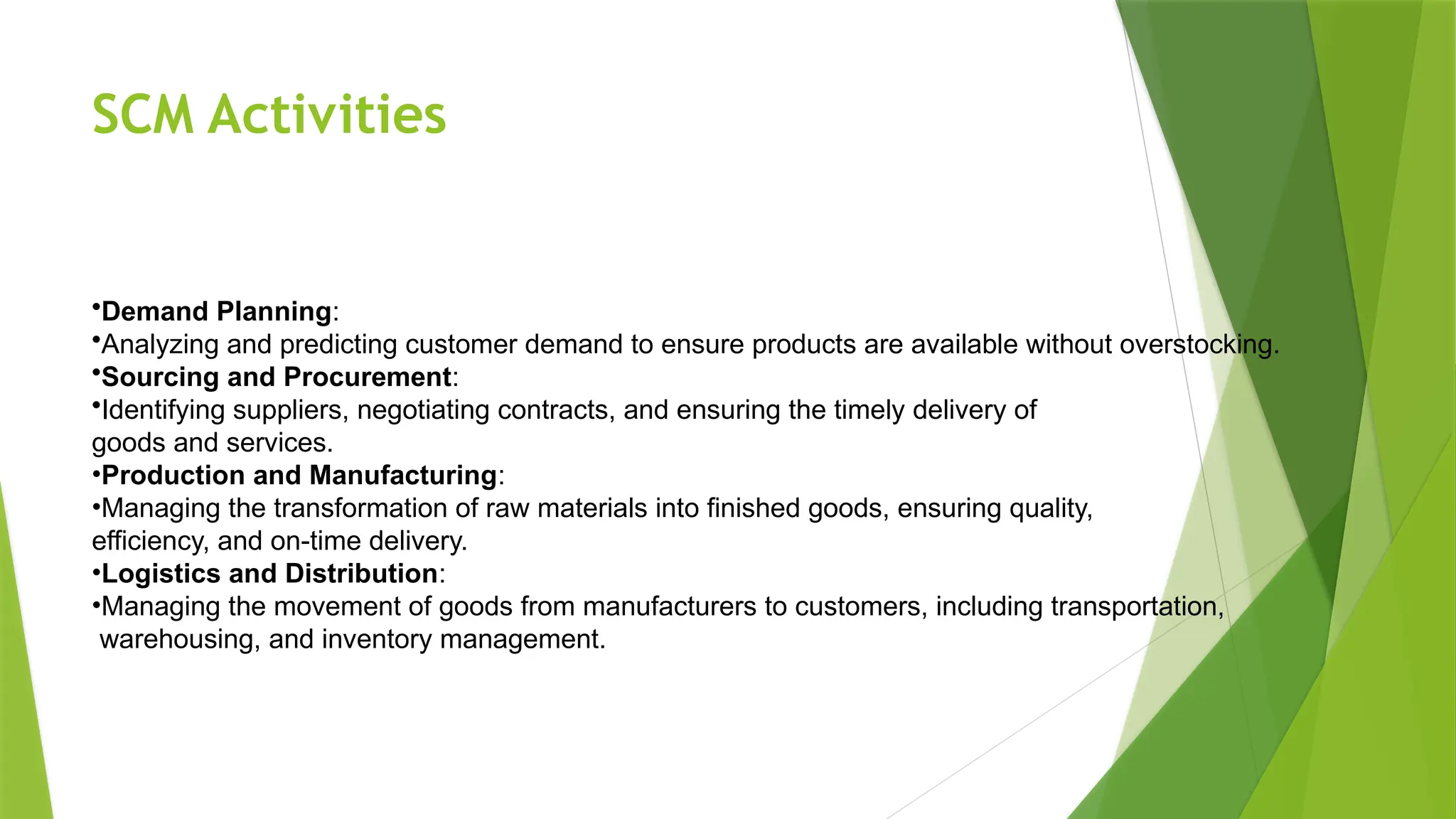Supply Chain Management issues, framework,activities,types,organisation ...