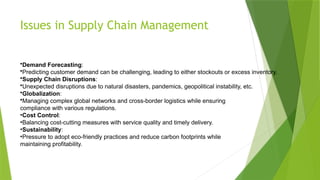Supply Chain Management issues, framework,activities,types,organisation ...