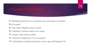 CLASSIFICATION OF DRUG Pharmacognosy And Phytochemistry -I | PPTX