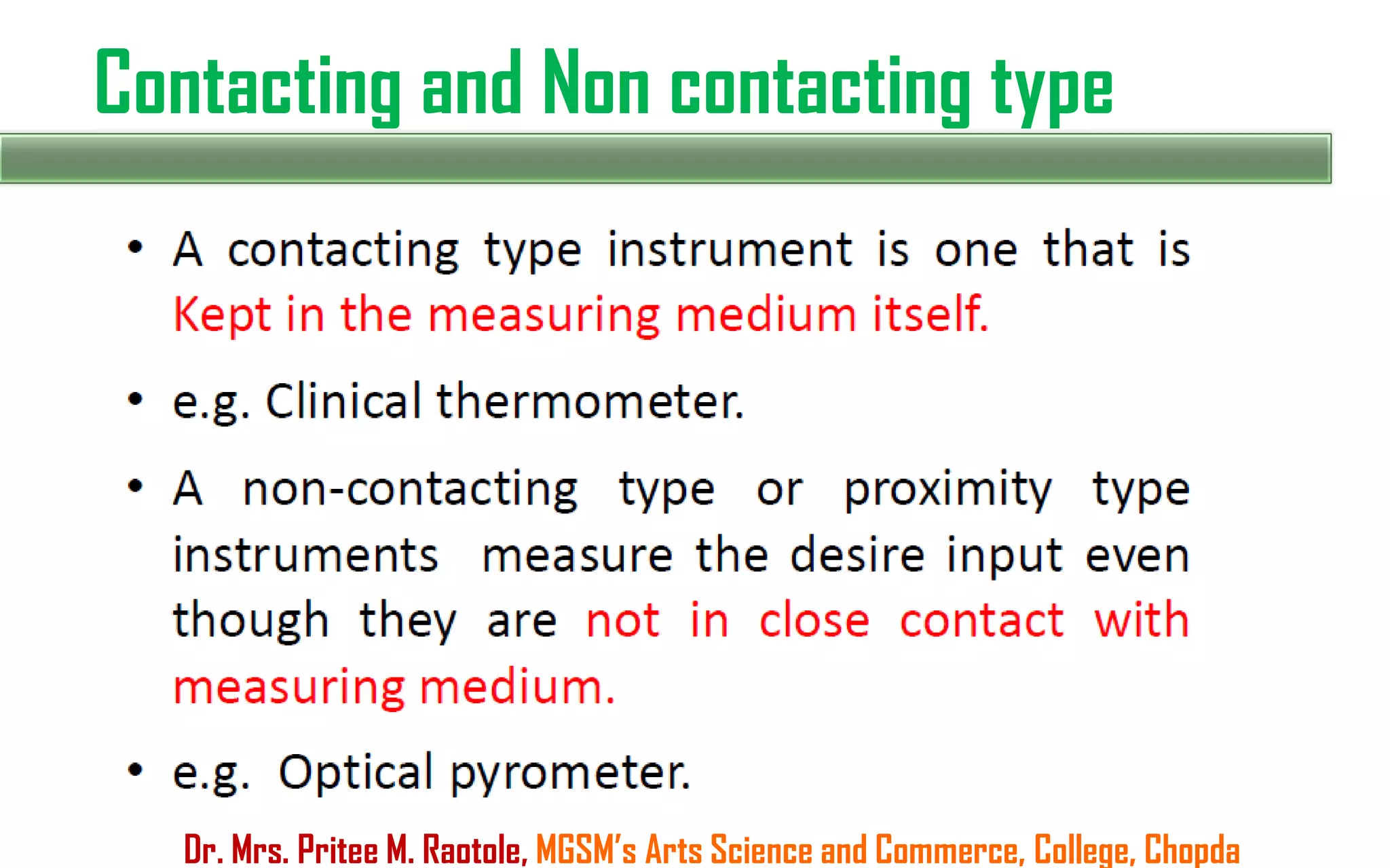 Classification of Instruments 2 and Dynamic Characteristics of ...