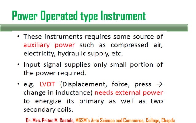 Classification of Instruments 2 and Dynamic Characteristics of ...