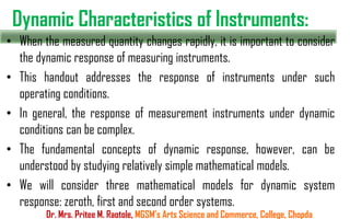 Classification of Instruments 2 and Dynamic Characteristics of Instrument | PDF