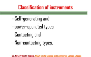 Classification of Instruments 2 and Dynamic Characteristics of ...