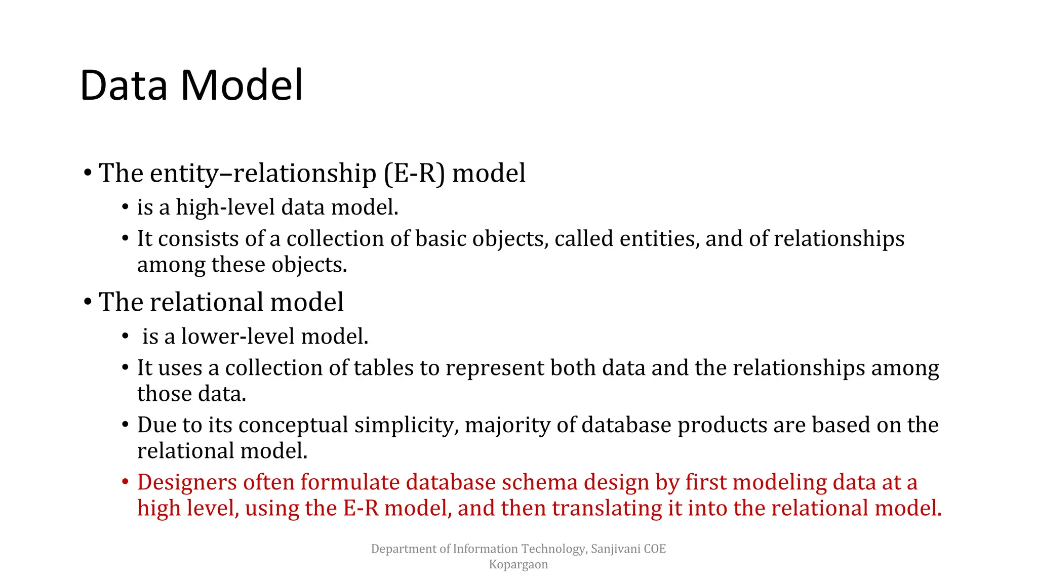 Unit 1 Introduction To Dbms Er Diagram Relation Ppt