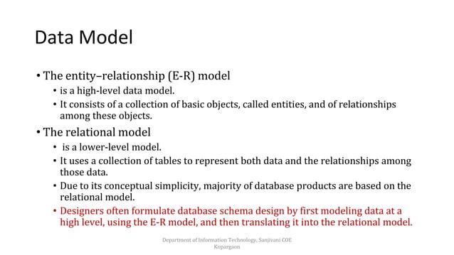 UNIT 1 INTRODUCTION TO DBMS, ER DIAGRAM, RELATION | PPT