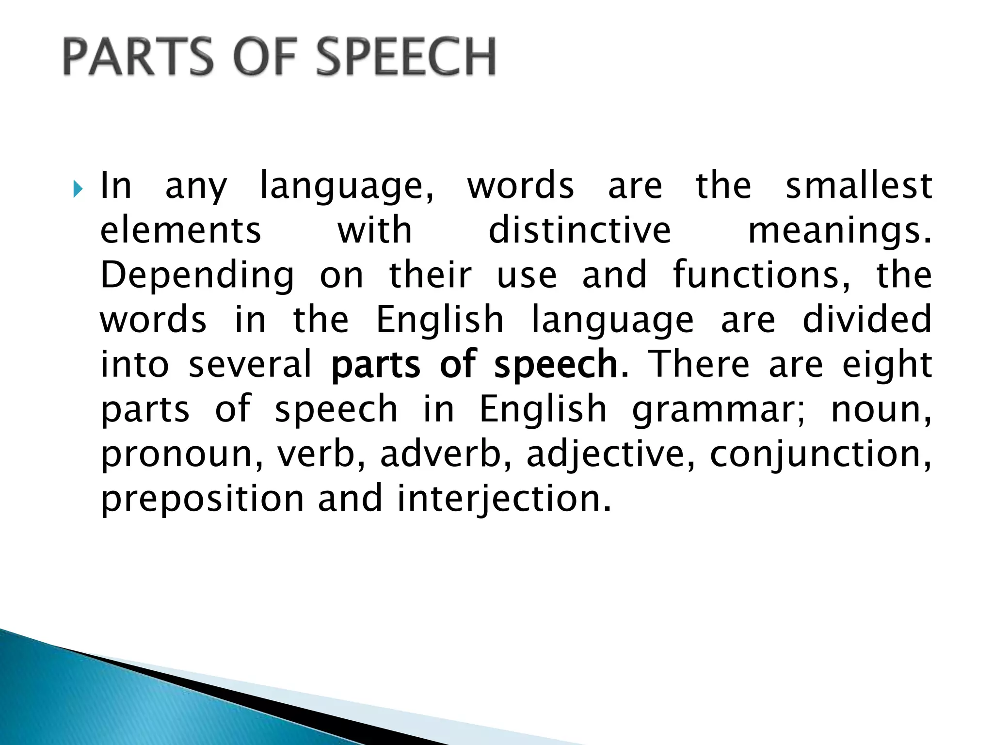 Unit 1 parts of speech | PPT