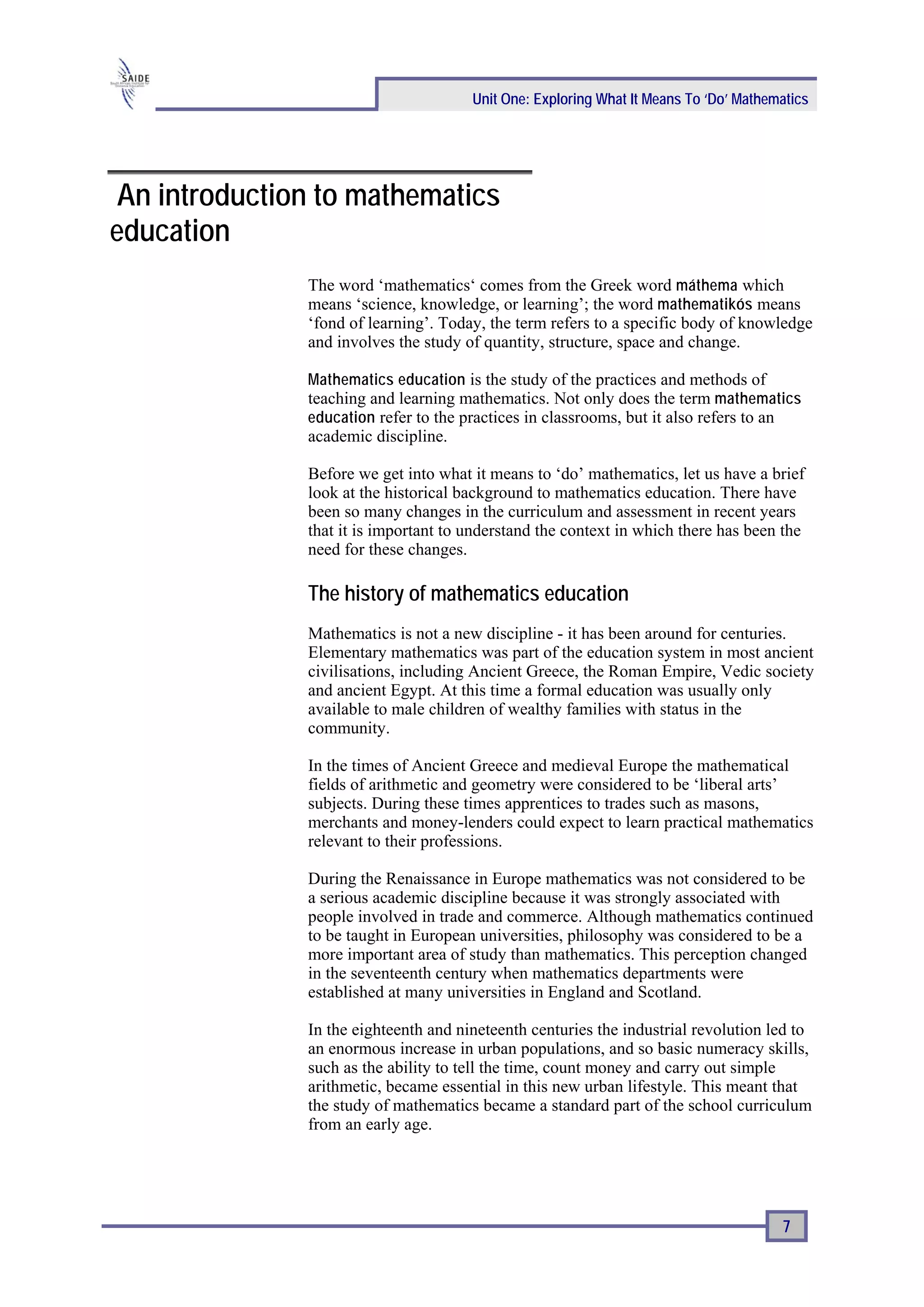 Ace Maths Unit One: Exploring What It Means to 'Do' Mathematics (pdf) | PDF