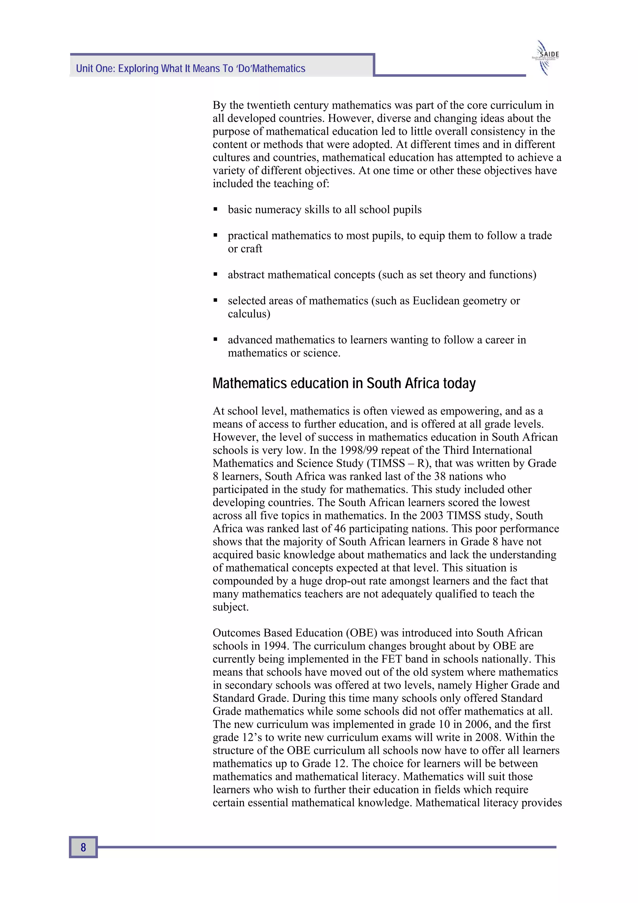 Ace Maths Unit One: Exploring What It Means to 'Do' Mathematics (pdf) | PDF