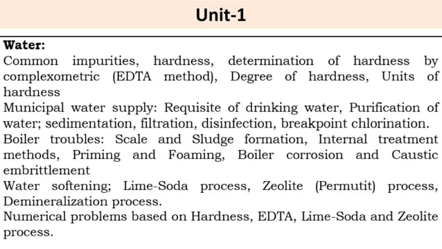 Engineering Chemistry: Water Analysis, Hardness, Purification and ...