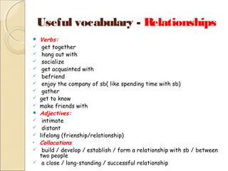Unit 1 – people and relationships | PPT