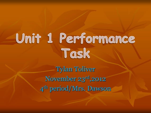 Unit 1 Performance Task[1] Ppt