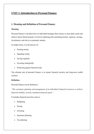 Comprehensive Guide to Personal Finance Management and Planning | PDF