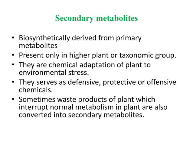 Biosynthetic pathways of secondary metabolites | PPTX | Chemistry | Science