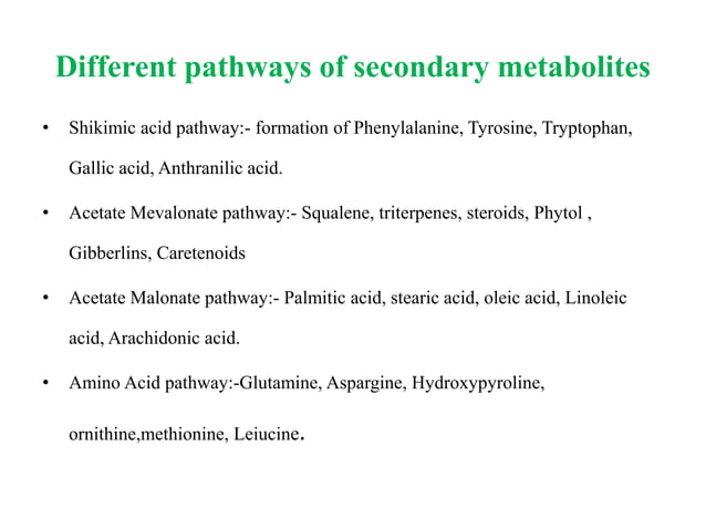 Biosynthetic pathways of secondary metabolites | PPTX | Chemistry | Science