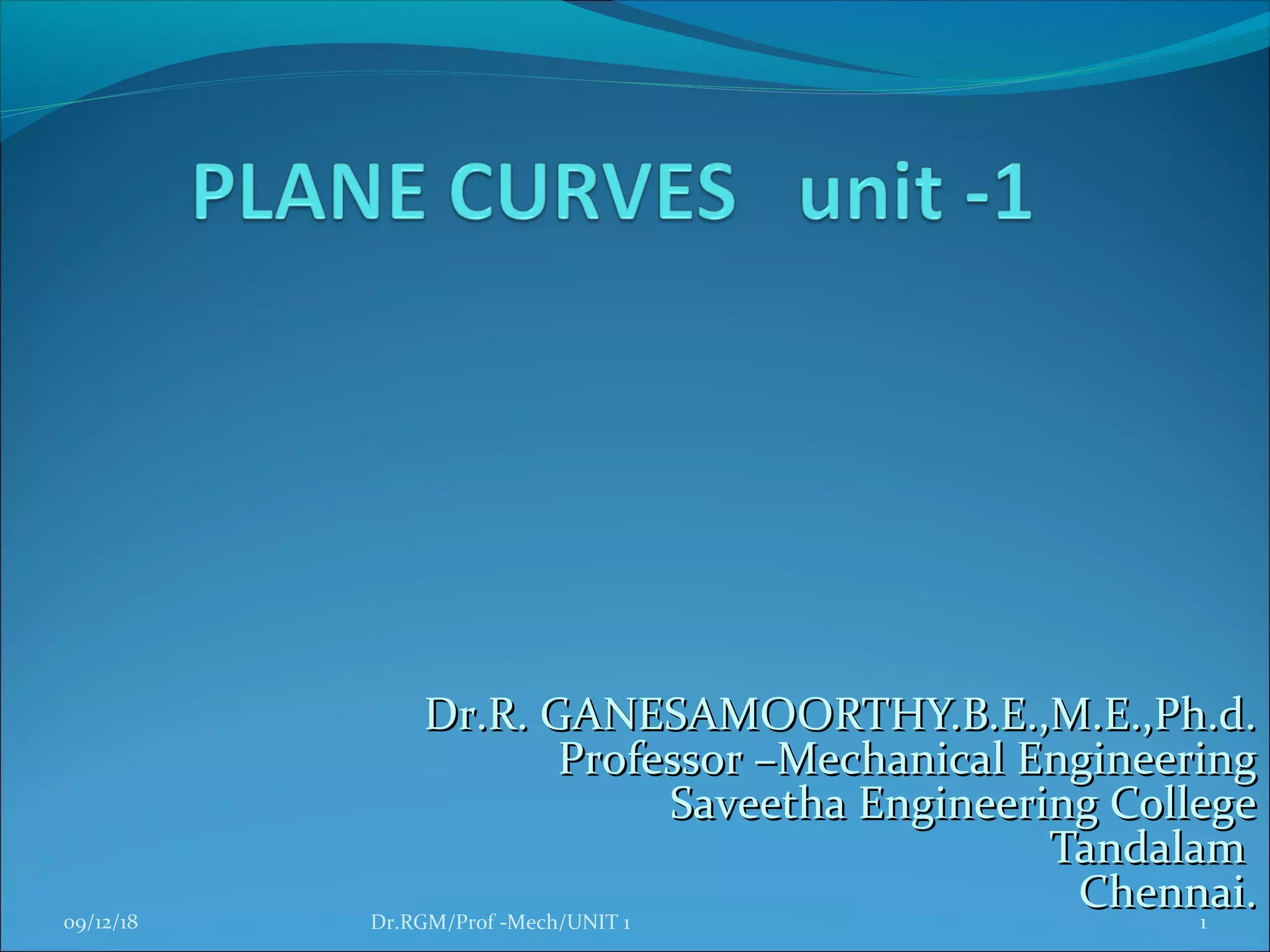 Unit 1 plane curves | PPT