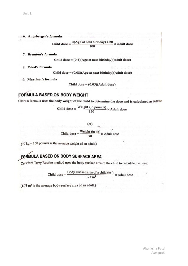 unit 1 Posology and dose calculation for child.pdf