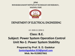 Unit 1 Power System Stability | PPTX