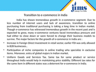 "Growth and Challenges of E-Commerce in India: An Overview" | PPT