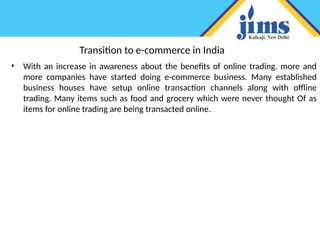 "Growth and Challenges of E-Commerce in India: An Overview" | PPT