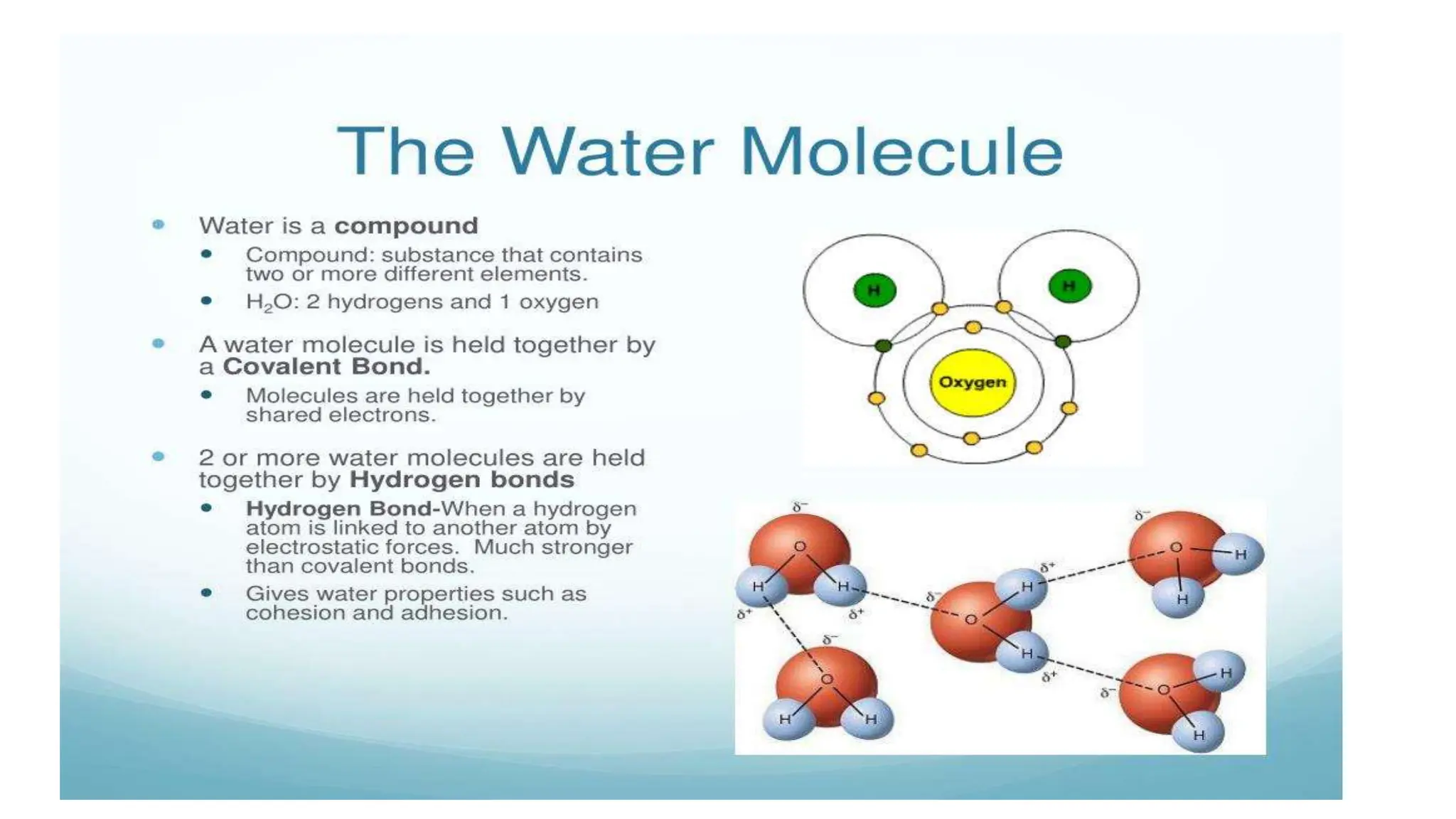 UNIT 1_ Properties of water_-Hydrogen bond_ structure of water molecule ...