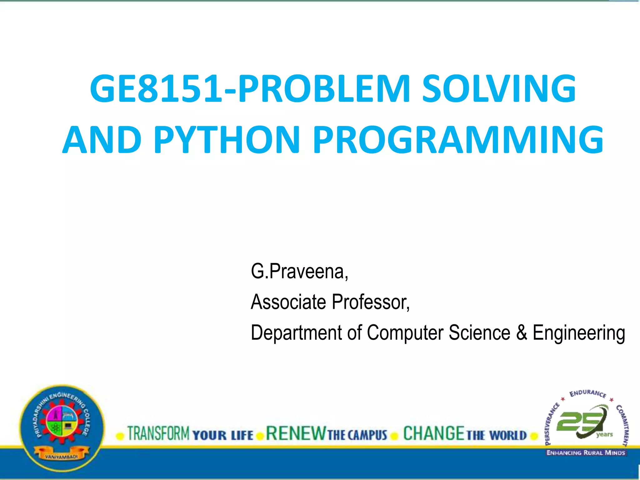 Unit 1 python (2021 r) | PPT | Programming Languages | Computing