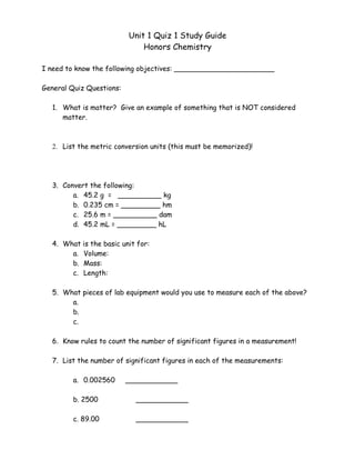 Unit 1 quiz 1 study guide 1011 | DOC
