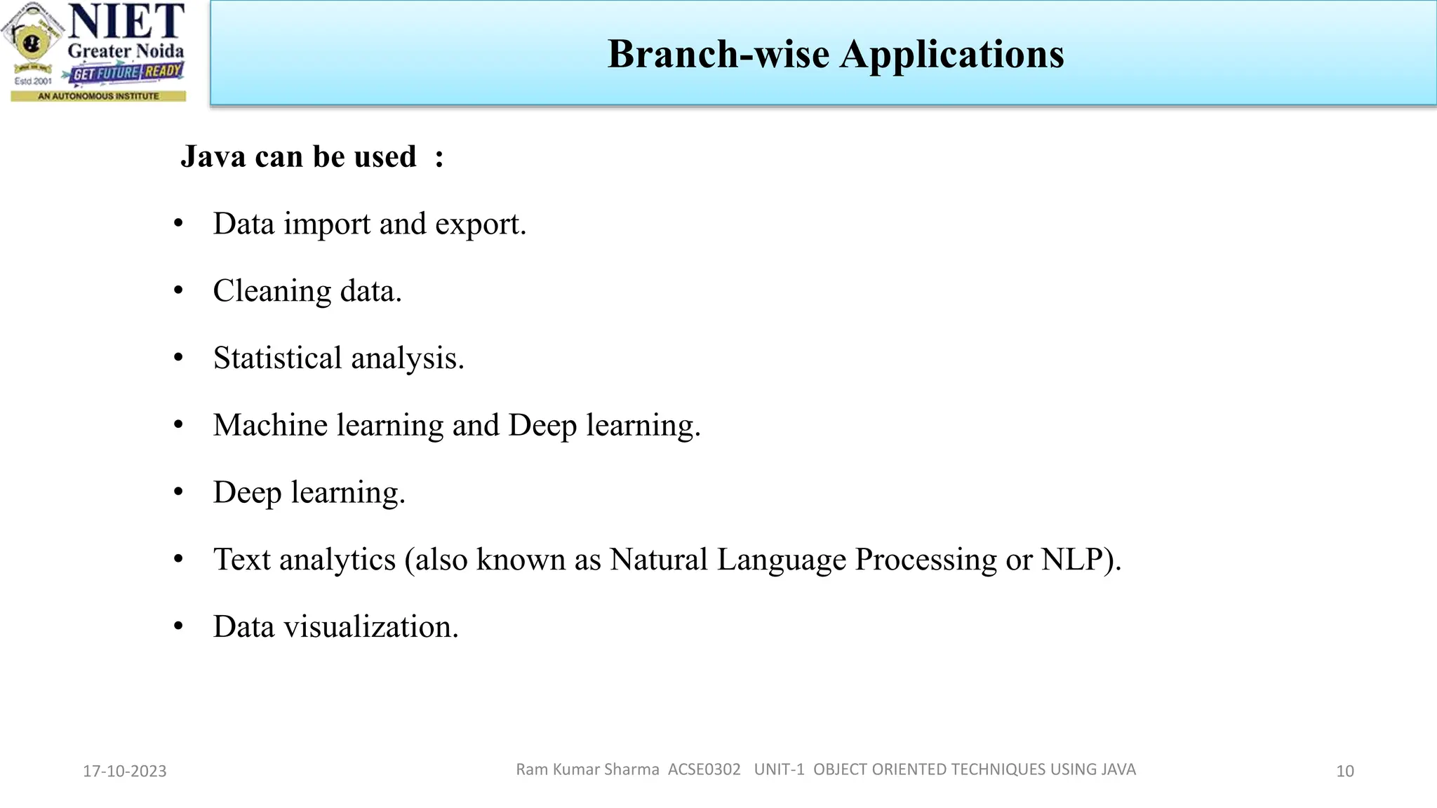 Object Oriented Programming Using Java Ppt