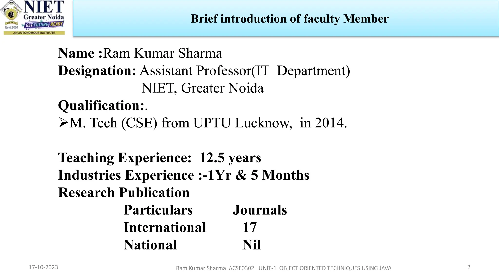 Object Oriented Programming Using Java Ppt