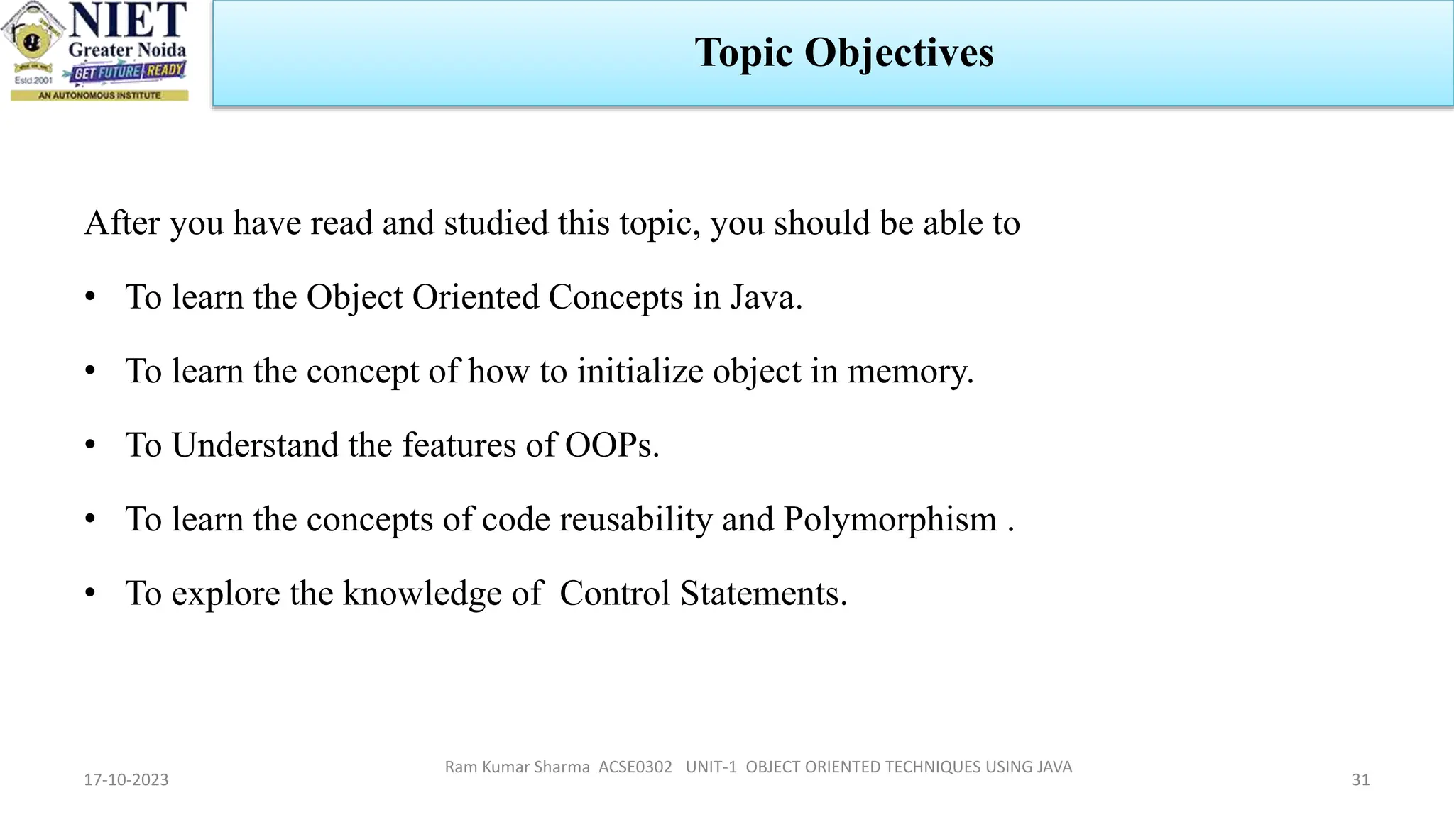 Object Oriented Programming Using Java Ppt