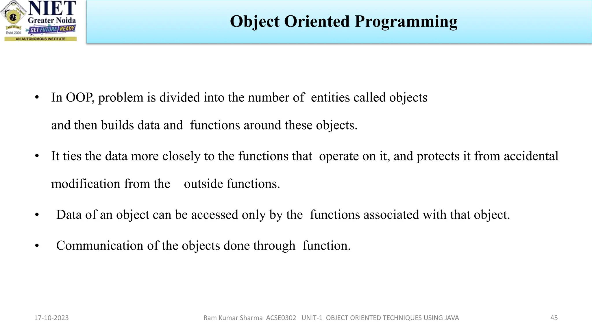 Object Oriented Programming Using Java Ppt