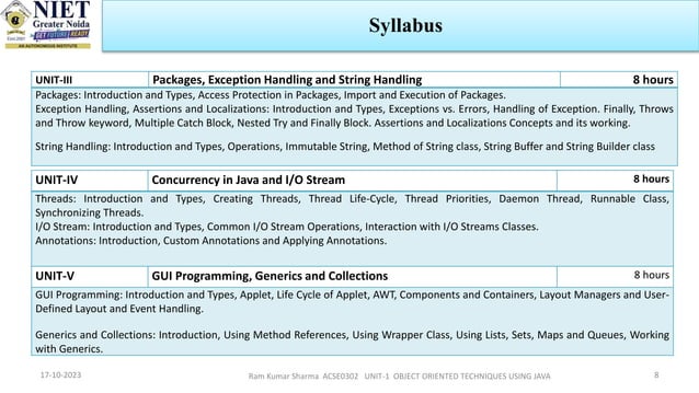Object Oriented Programming Using Java Ppt Programming Languages