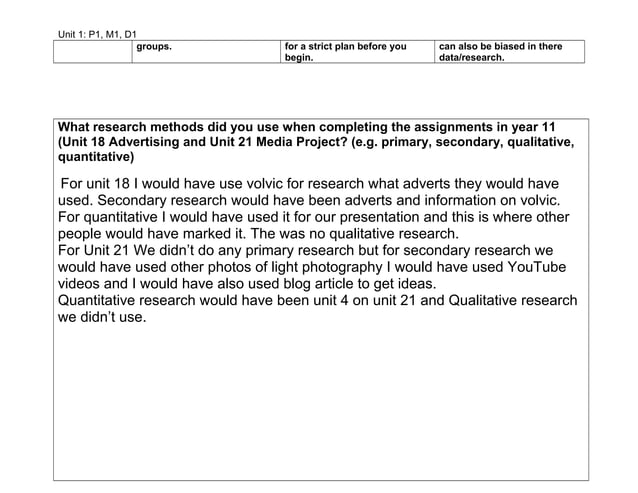 Unit 1 research methods worksheet | DOC | Education