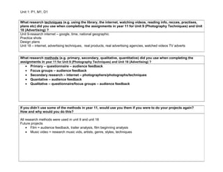 Unit 1 research methods worksheet y11 | PPT