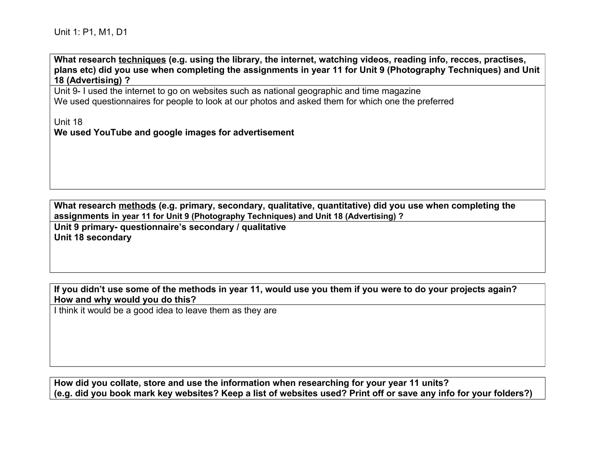 Unit 1 research methods worksheet y11 unit 1 | PPT