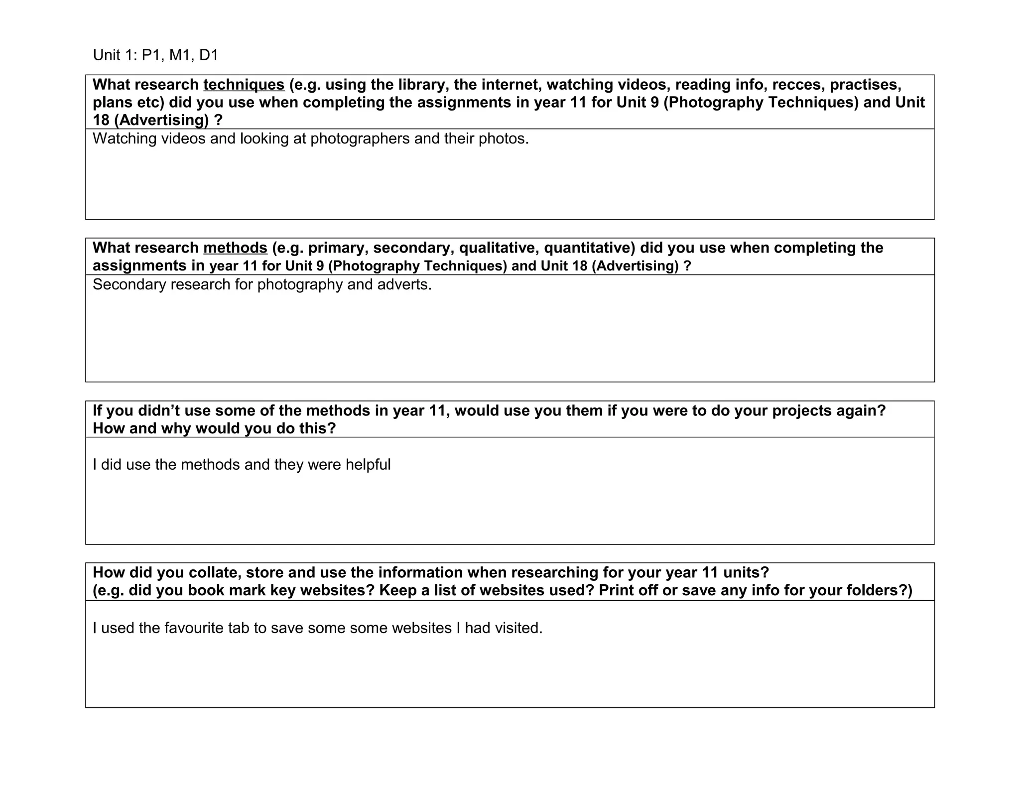 Unit 1 research methods worksheet y11 | PPT