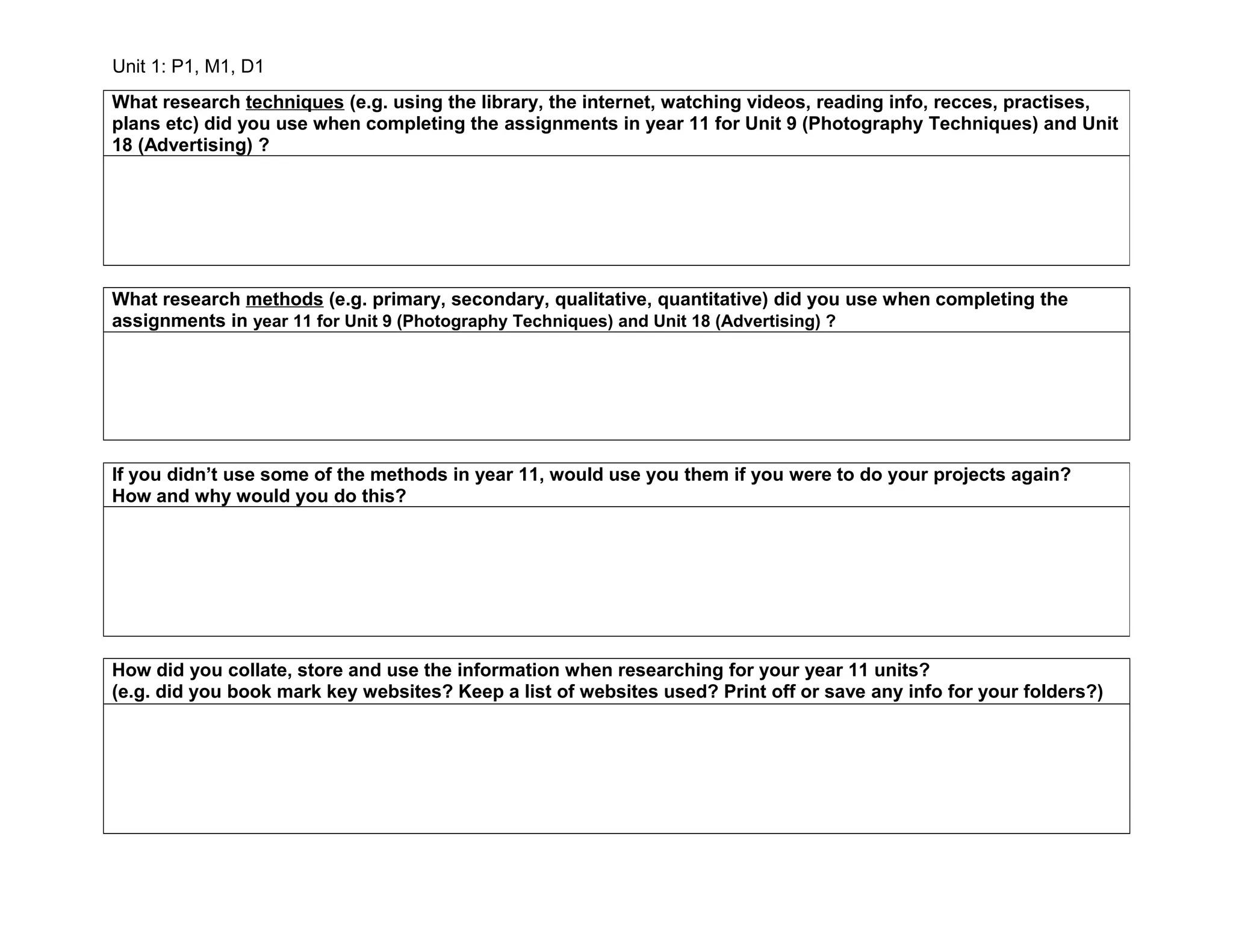 Unit 1 research methods worksheet y11 | DOC | Business | Business and ...